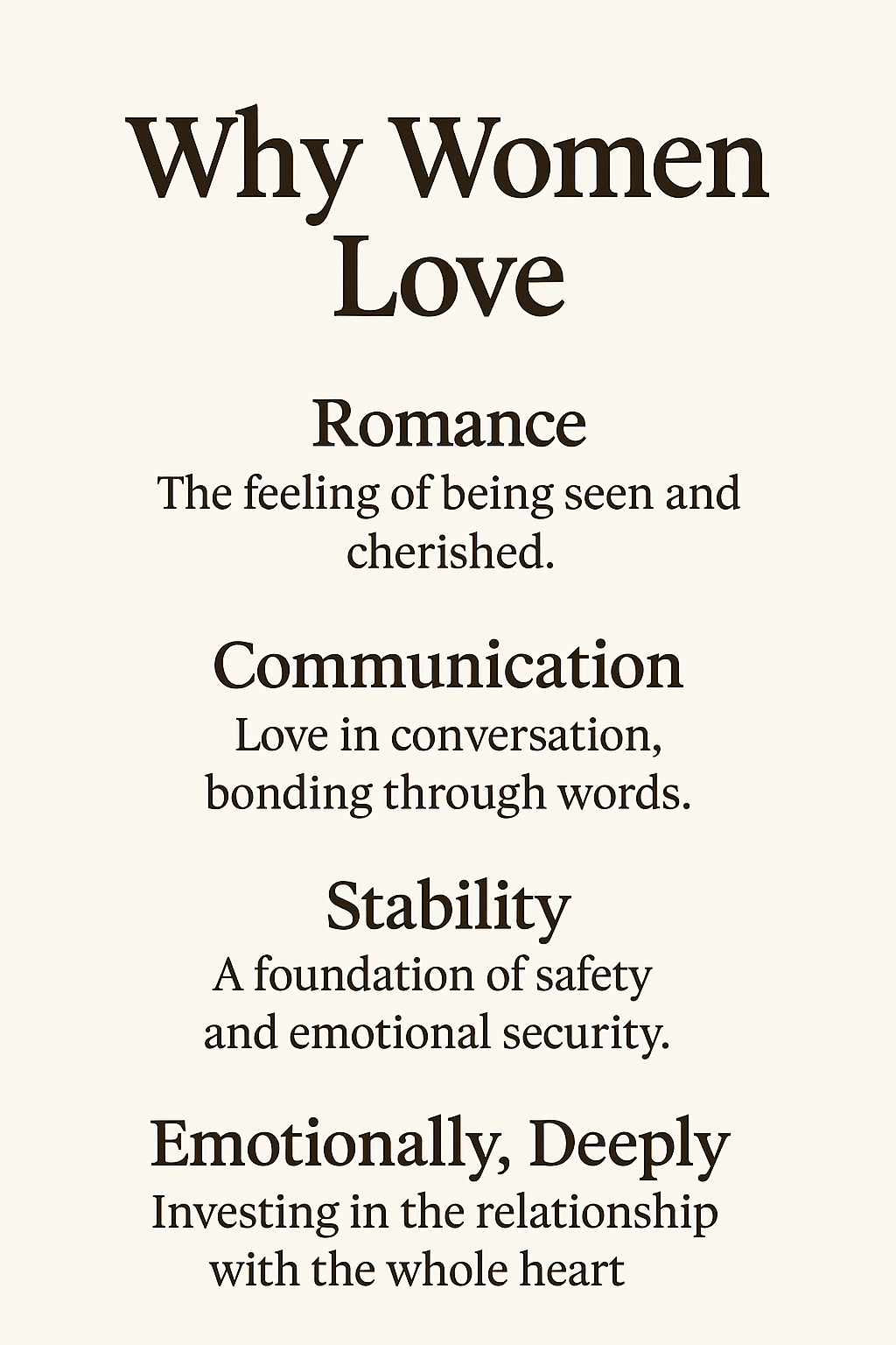 The Real Reasons Why Women Love: Romance, Emotional Connection ...